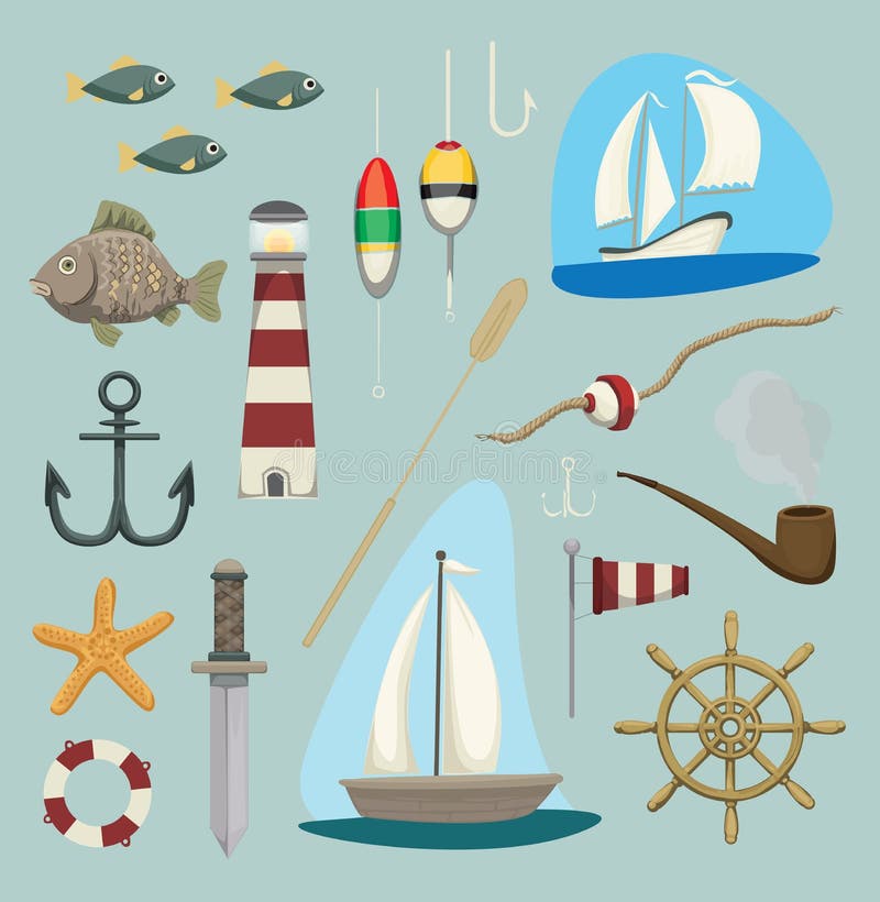 Random Sea Ocean Items Objects Stock Illustrations – 3 Random Sea Ocean ...