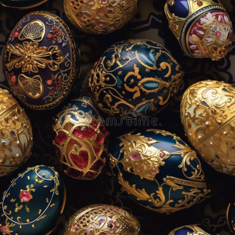 Gold Ornate Random Seamless Background Decorative Easter Egg Theme ...