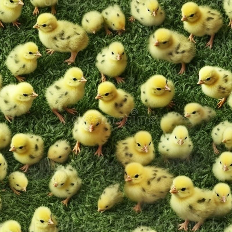 Baby Chicks on Grass Easter Theme Random Seamless Background Tile ...