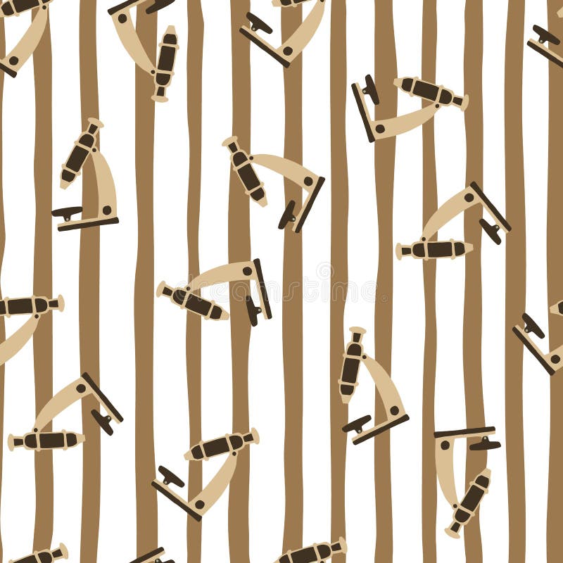 Random Seamless Doodle Pattern with Beige Microscope Silhouettes ...