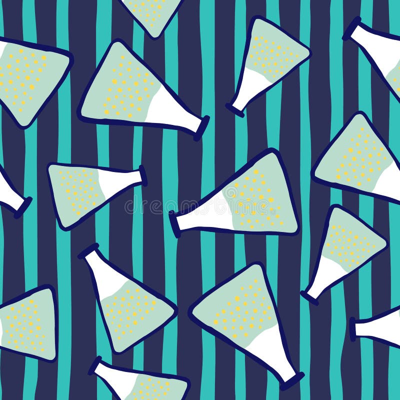 Random Seamless Doodle Pattern with Chemical Lab Flask Ornament ...