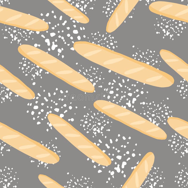 Random Seamless Doodle Pattern with Orange Colored Baguettes Ornament ...