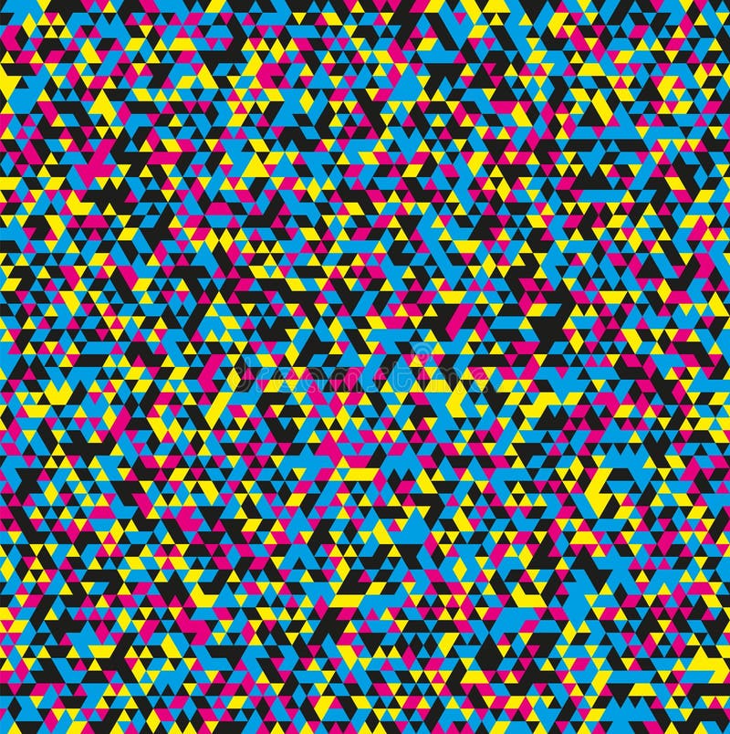 Random Seamless Mosaic Pattern in CMYK Colors. Background is Made Up of ...