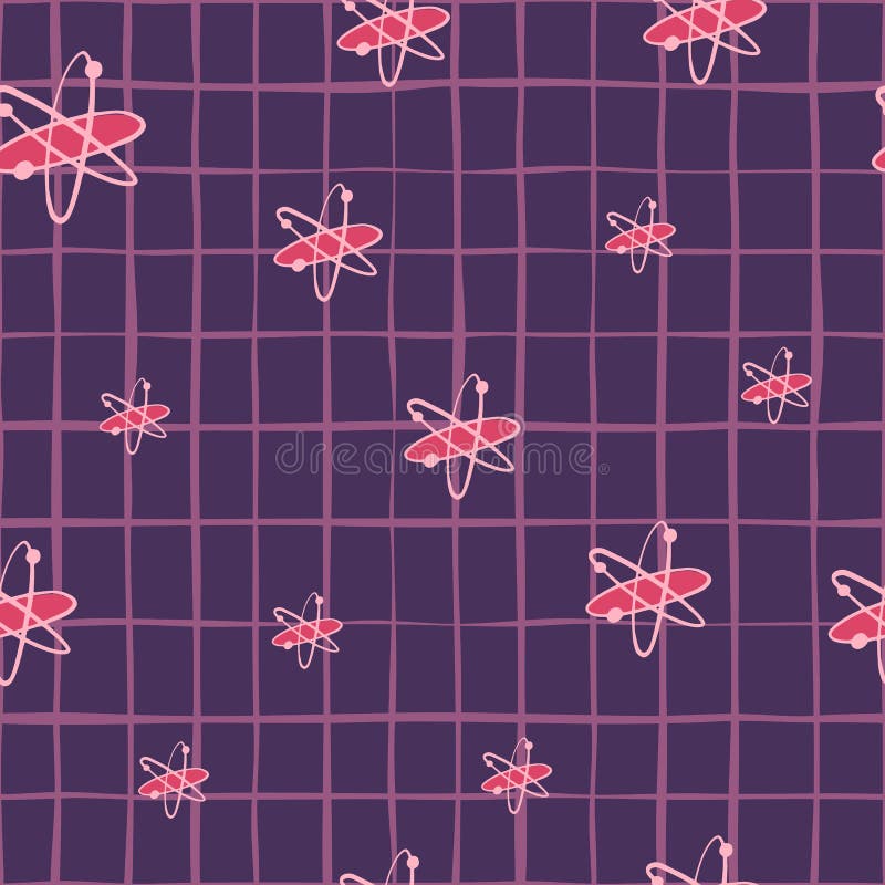 Random Seamless Pattern with Doodle Pink Molecules Shapes. Dna Formula ...