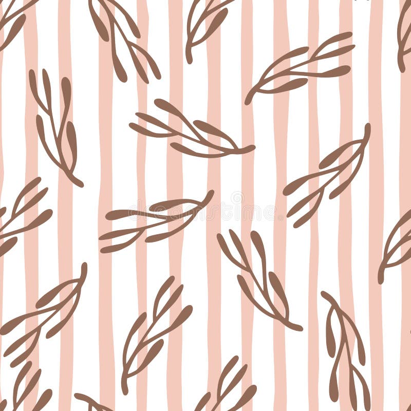 Random Seamless Pattern with Simple Branches Silhouettes Ornament. Pink ...