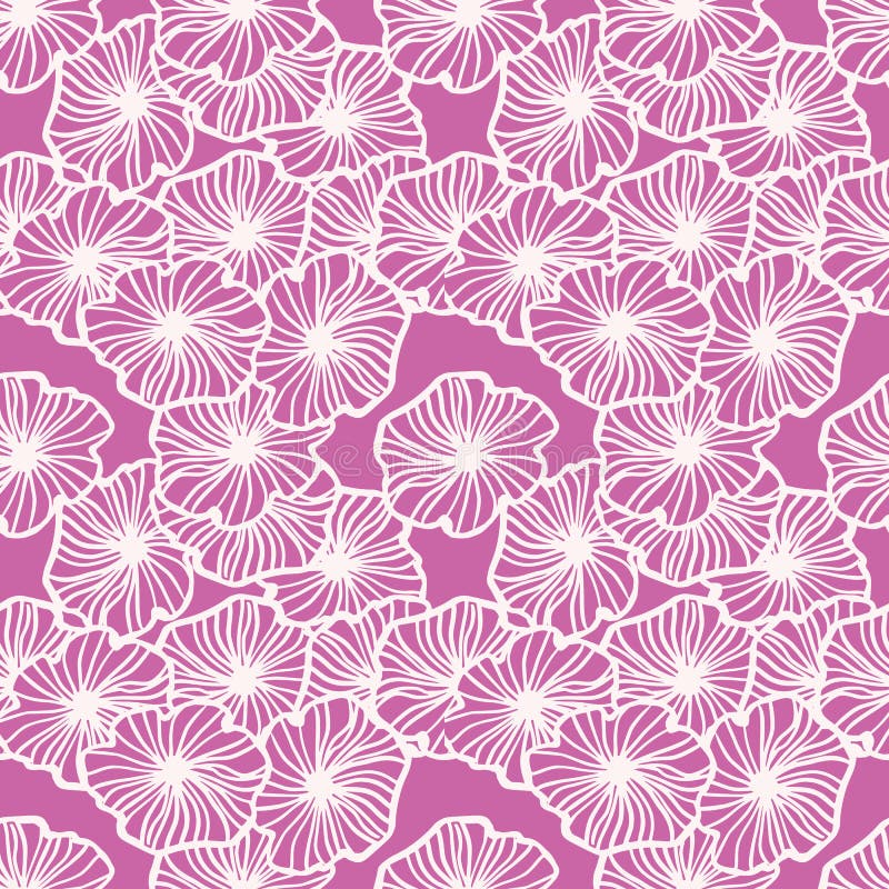 Random Seamless Pattern with Simple Outline Floral Ornament. White ...