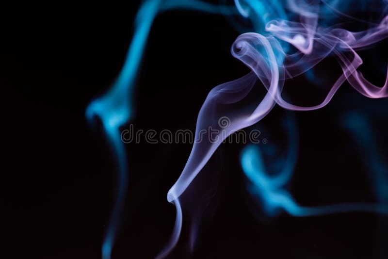Random Shapes of Colored Smoke Fired with Colored Flash Cyan, Blue and ...