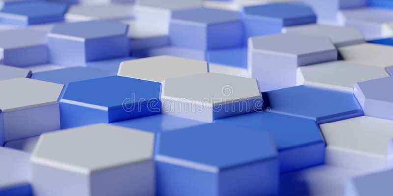 Random Shifted Blue Honeycomb Hexagon Geometrical Pattern Background ...