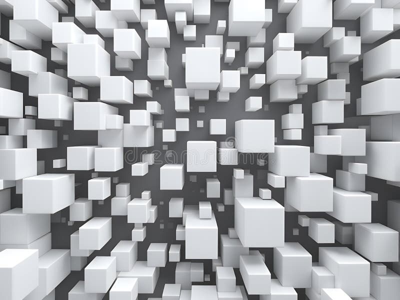 Random Shifted White Cube Boxes Block Abstract Background Stock ...