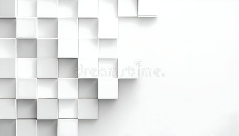 Random Shifted White Cube Boxes Block Background Wallpaper Banner with ...