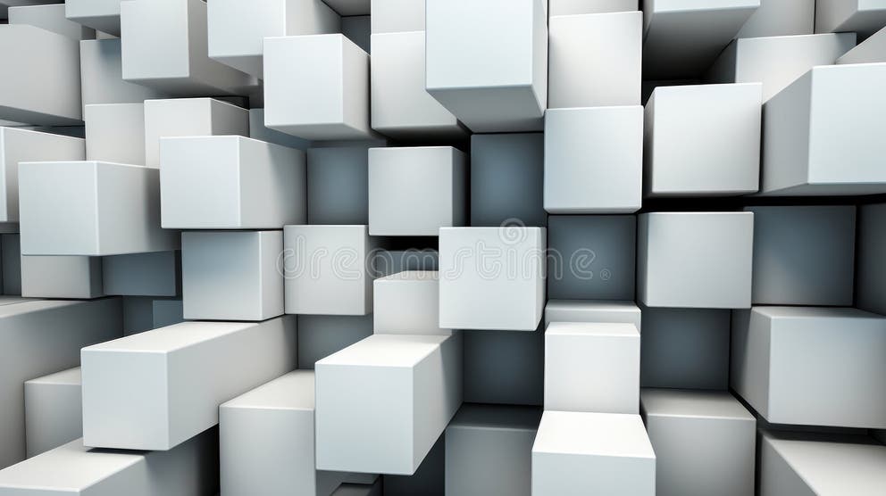 Random Shifted White Cube Boxes Block Background Wallpaper Stock ...