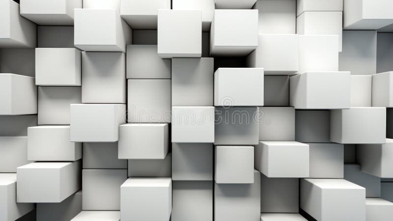 Random Shifted White Cube Boxes Block Background Wallpaper Stock ...