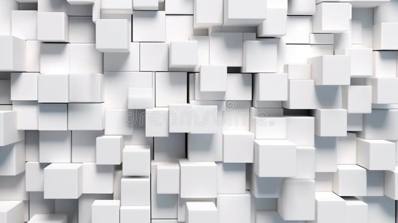 Random Shifted White Cube Boxes Block Generative AI Stock Illustration ...