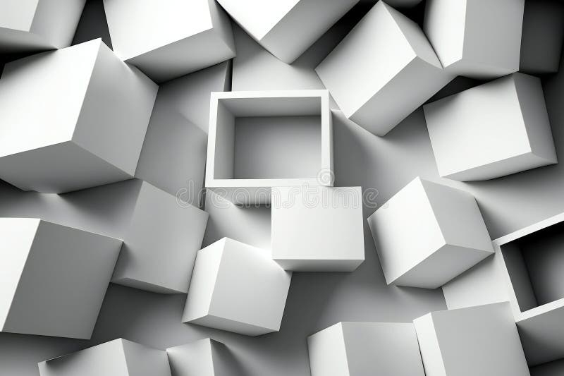 Random Shifted White Cube Boxes Block Wall, Abstract, Backgrounds Stock ...