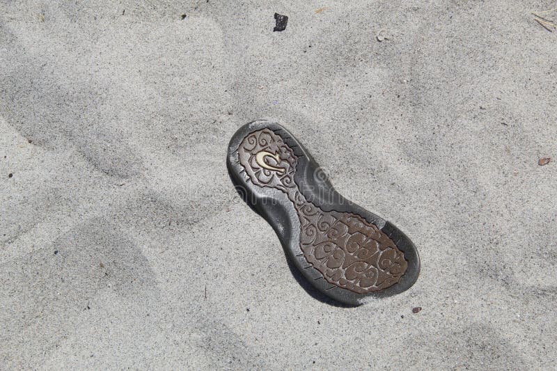 Random Shoe Left Behind at Beach in the Sand Editorial Photo - Image of ...