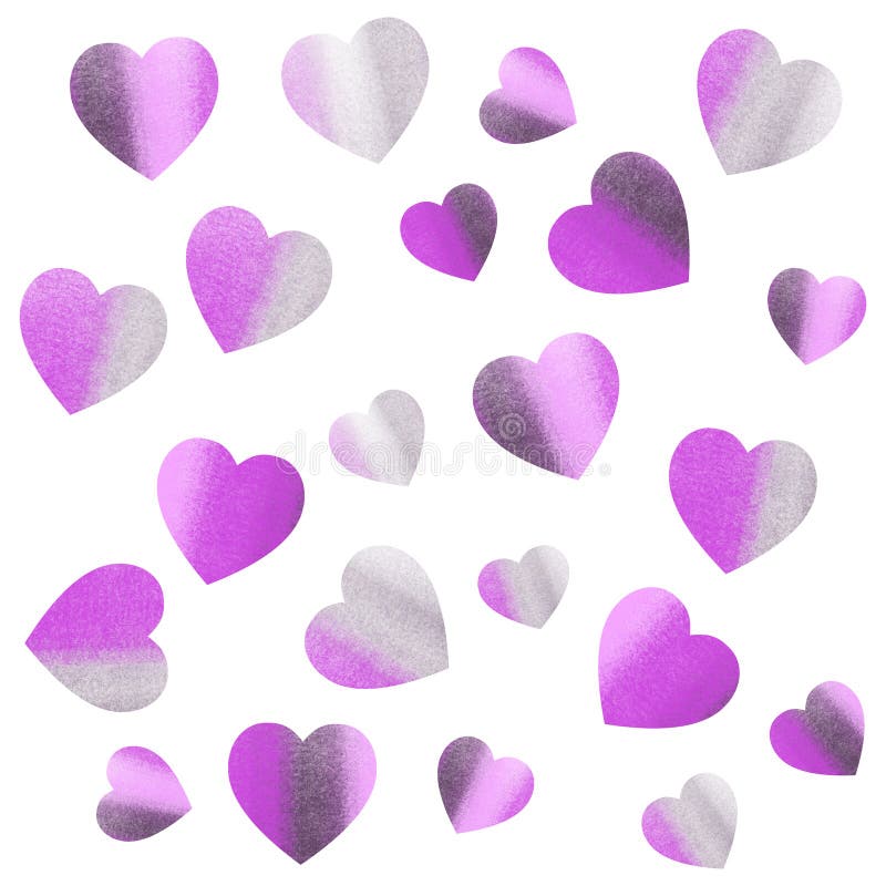 Random Size Textured Hearts Isolated on White Background. Stock Image ...