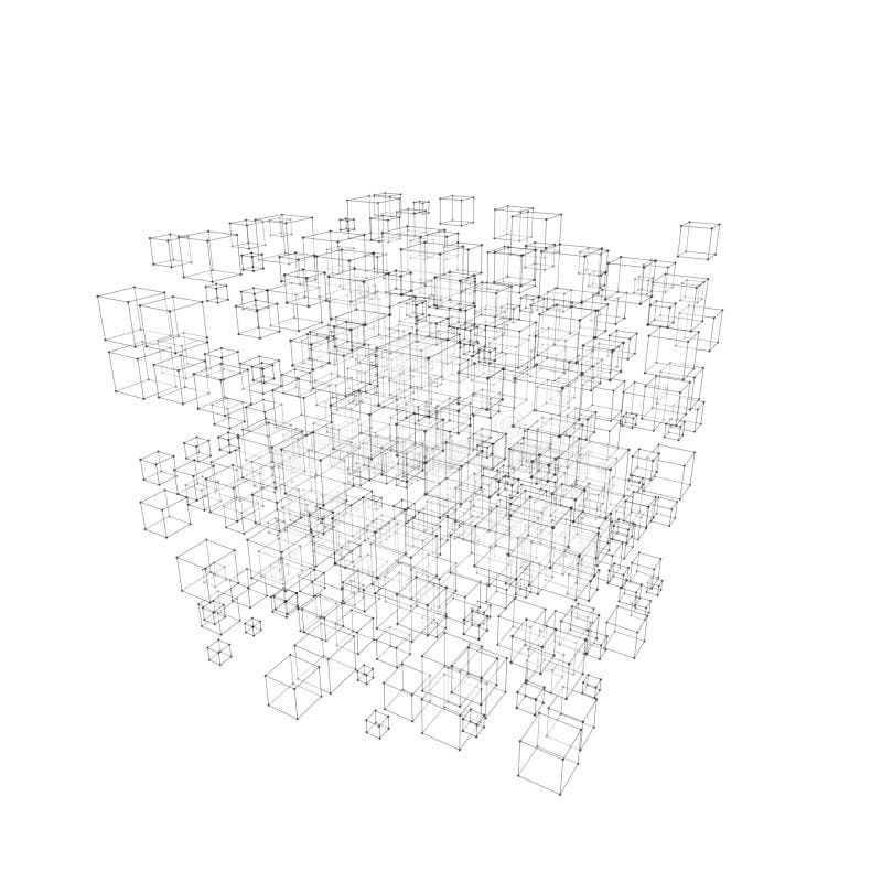 Random Size Transparent Cube Outlines with Marked Corners Stock ...