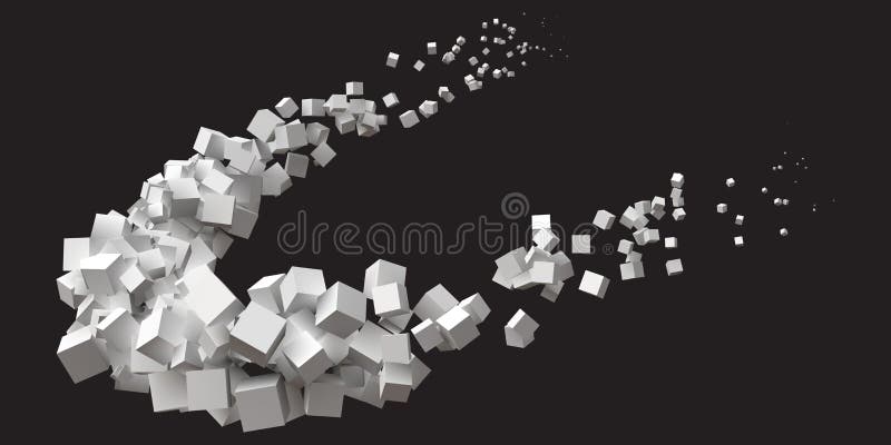 Random Sized Cubes Rotating in Circular Orbit. Stock Vector ...