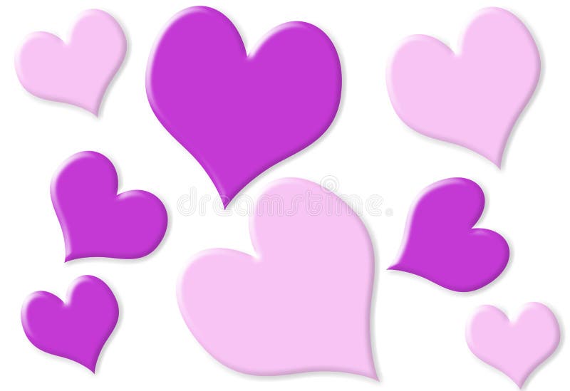 Random Small and Big Hearts with Pink and Purple Stock Illustration ...