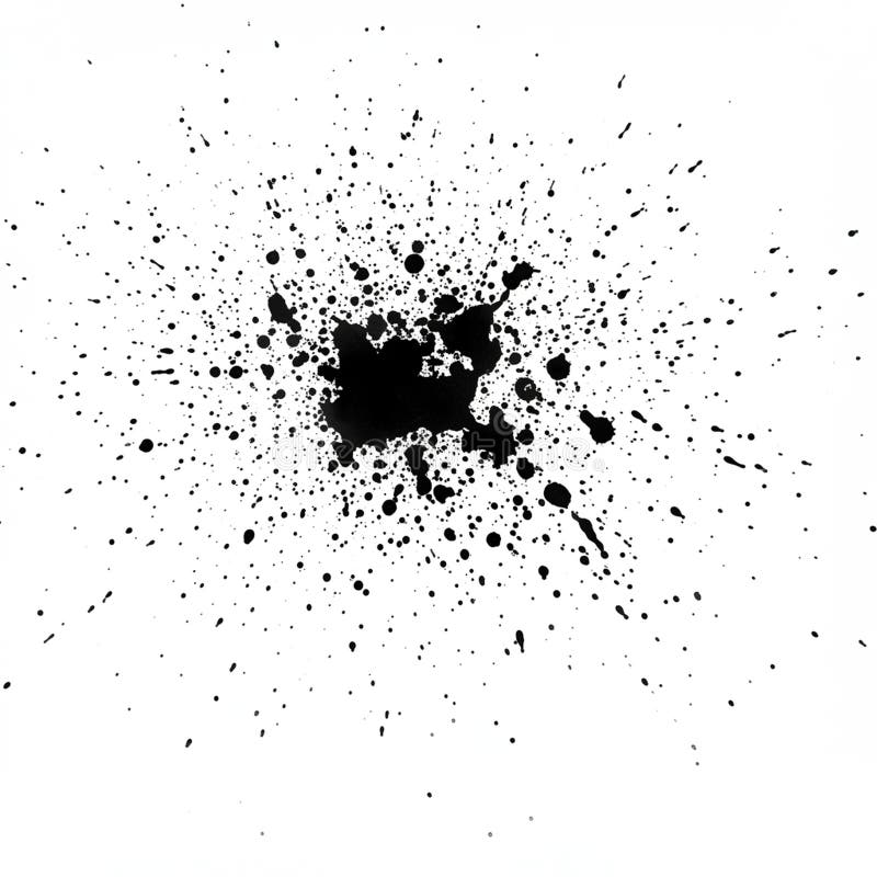 A Random Splatter of Black Ink on a White Background, Featuring a Dense ...