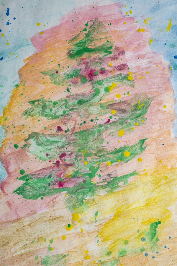 Random Splatter with Watercolor on Paper, Looking Like a Christmas Tree ...