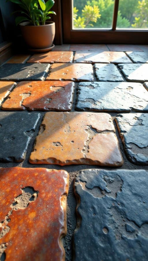 Random Stone Slab Flooring, Natural Variations, Brown, Material, Slate ...