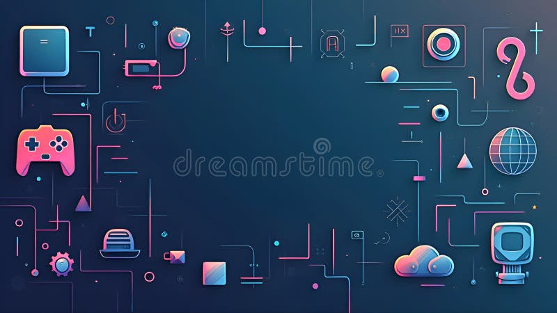 Random Tech Items Abstract Background on White Stock Illustration ...