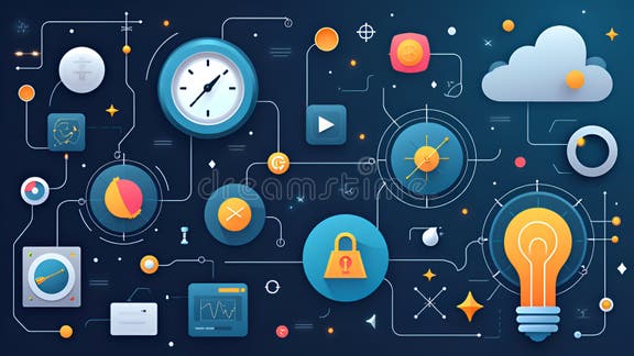 Random Tech Items Abstract Background on White Stock Illustration ...
