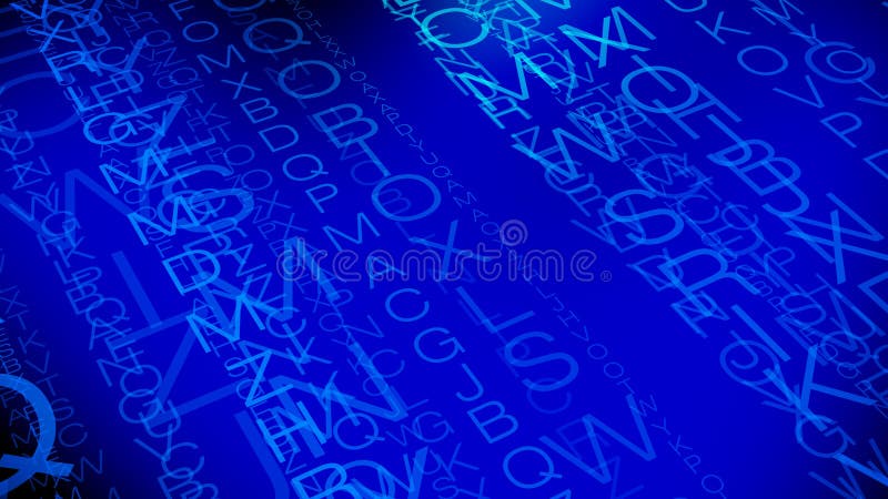 Random Text Mesmerizing Typographic Composition on Blue Background ...