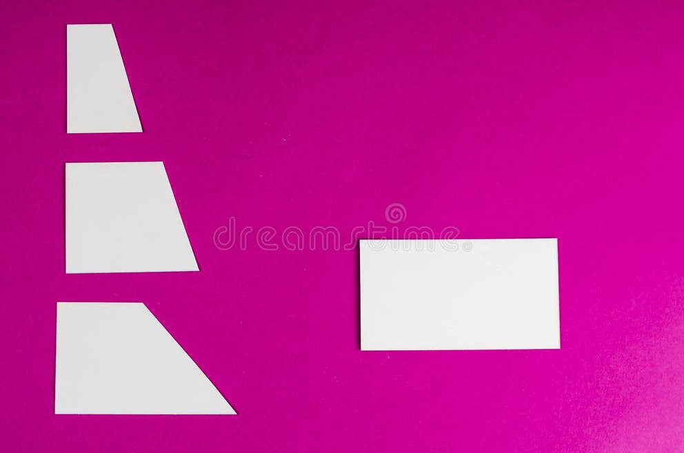 Random White Geometric Shapes on Pink. Trapezoids, Rectangle Stock ...