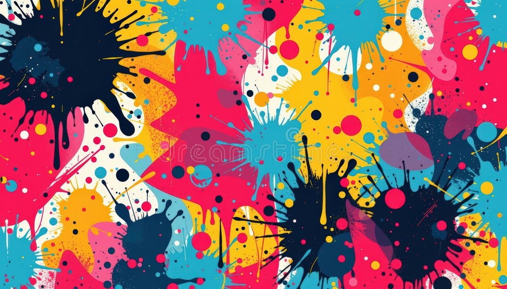 Randomized Paint Spray Pattern Rendered in Pop Art Style, Featuring ...
