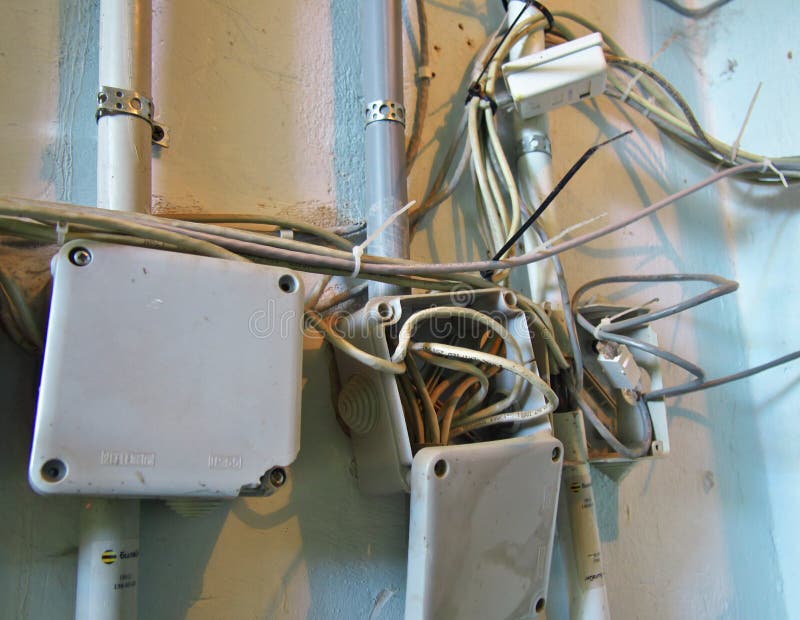 Randomly Arranged in the Communication Network Wires in Boxes on the ...