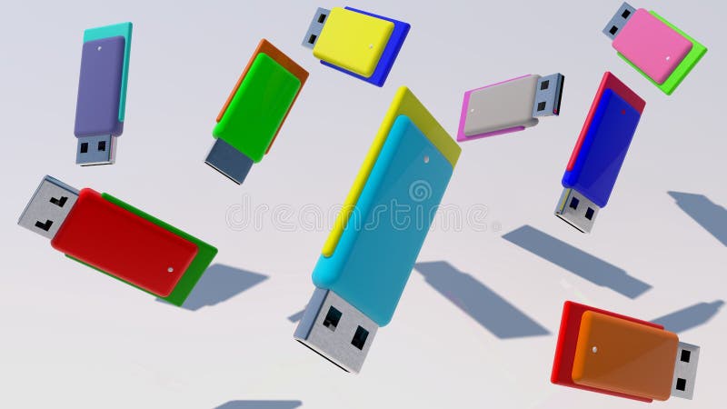 Randomly Colorful USB Flash Drives Stock Illustration - Illustration of ...
