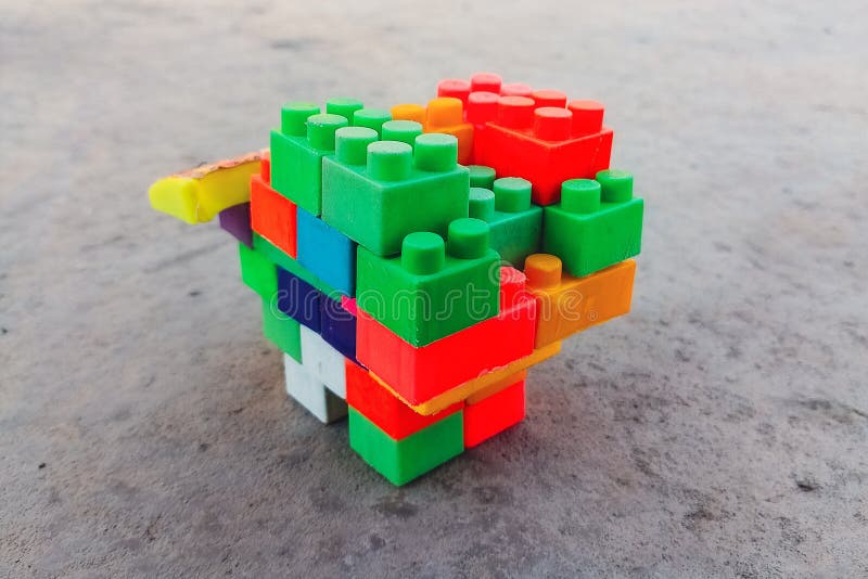 Randomly Made Design with Toy Building Blocks Stock Photo - Image of ...