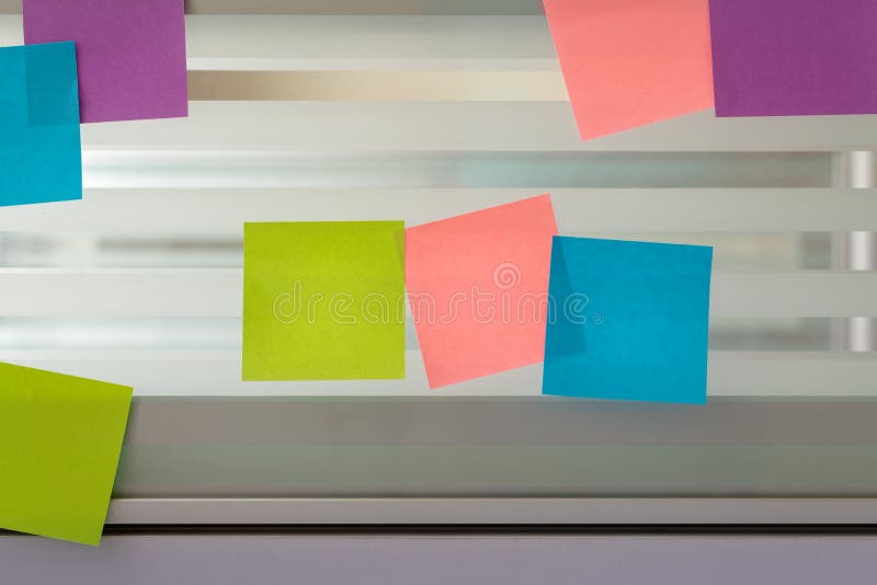 Randomly Scattered Colored Sticky Notes Over Glass Screen of a Bench ...