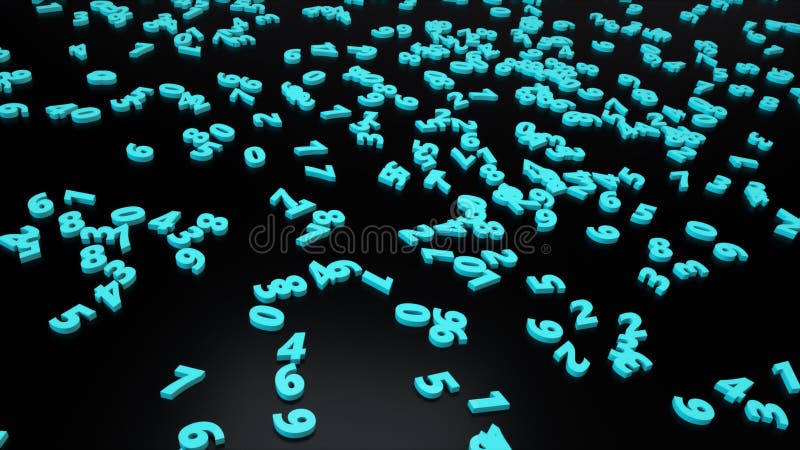 Randomly Scattered Numbers on a Flat Surface, Computer Generated. 3d ...