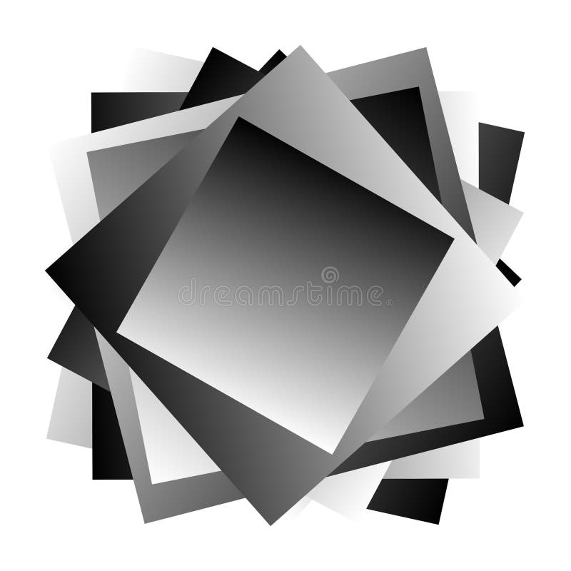 Randxom Rotated Overlap Chaotic Squares Vector Illustration Squares Spiral Stack Stock Vector