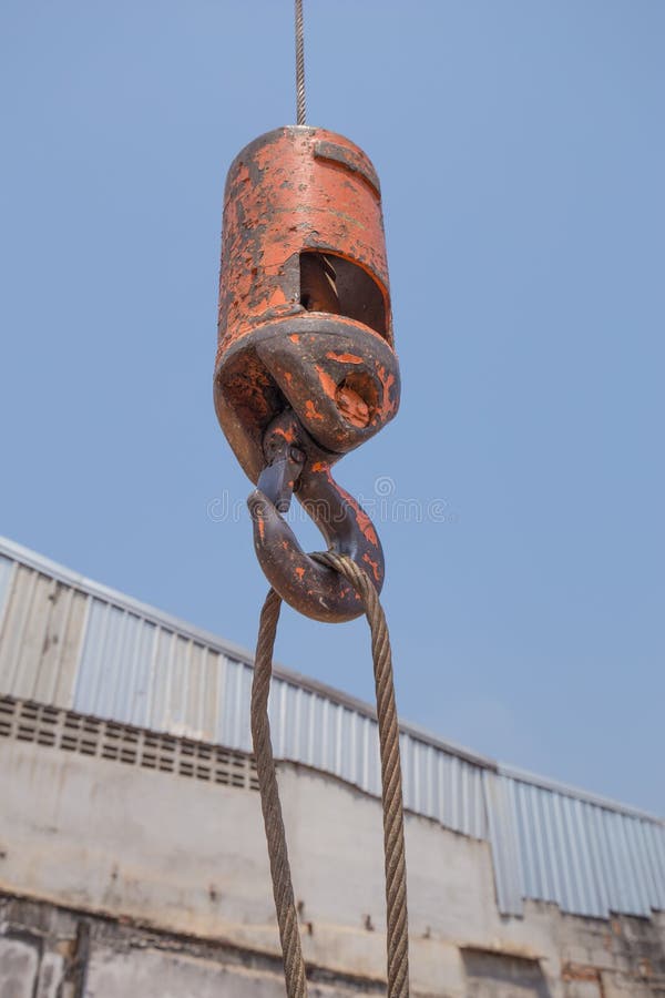Ranes Hooks Hanging on Steel Ropes Stock Image - Image of hoists ...