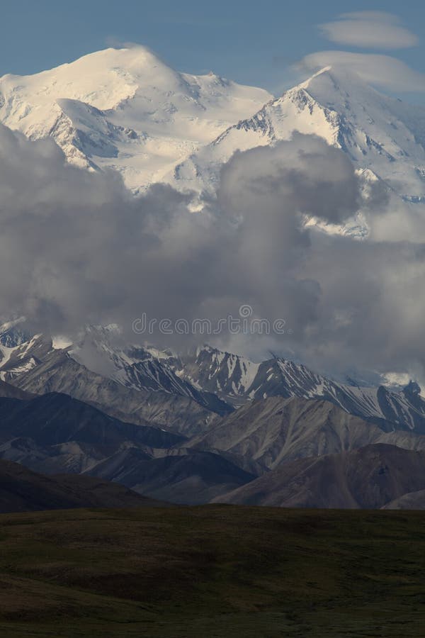 Range of Beautiful High Rocky Mountains Covered with Snow in Alaska ...