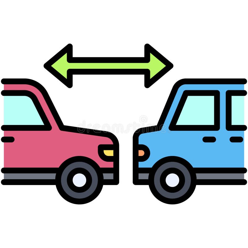 Range between Car Icon, Car Accident and Safety Related Vector ...