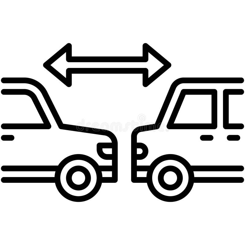 Range between Car Line Icon, Car Accident and Safety Related Vector ...