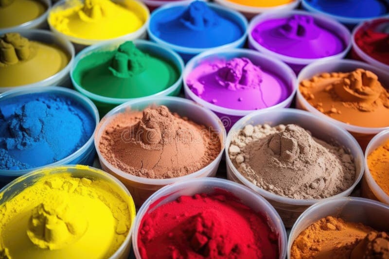 Range of Cement Color Additives and Pigments in Containers Stock Image ...