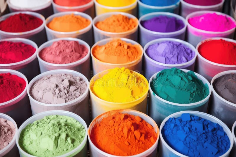 Range of Cement Color Additives and Pigments in Containers Stock Image ...