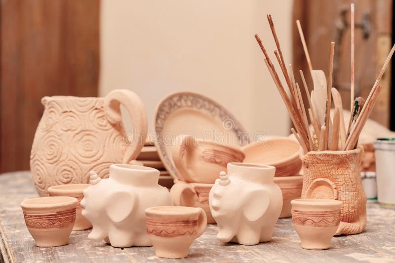 Range of clay pottery stock image. Image of male, artist - 52015261
