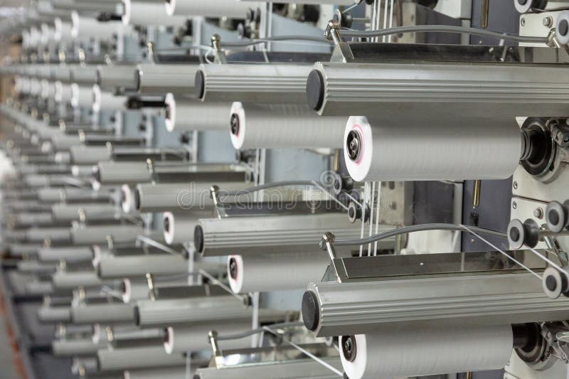 A Range of Equipment with Spools of Polypropylene Threads. Stock Photo ...