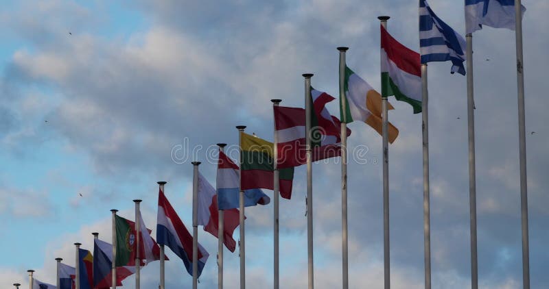 Range of European National Flags Stock Footage - Video of people ...
