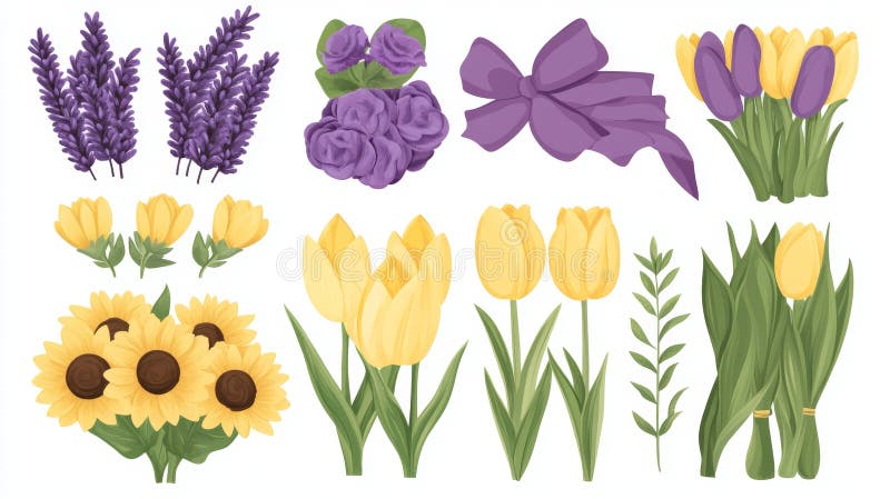 A Range of Flowers with Various Colors and Sizes Stock Photo - Image of ...