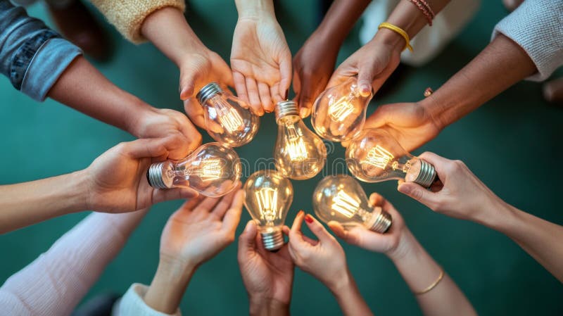 A Range of Hands Holding Light Bulbs As a Symbol of Innovation and ...