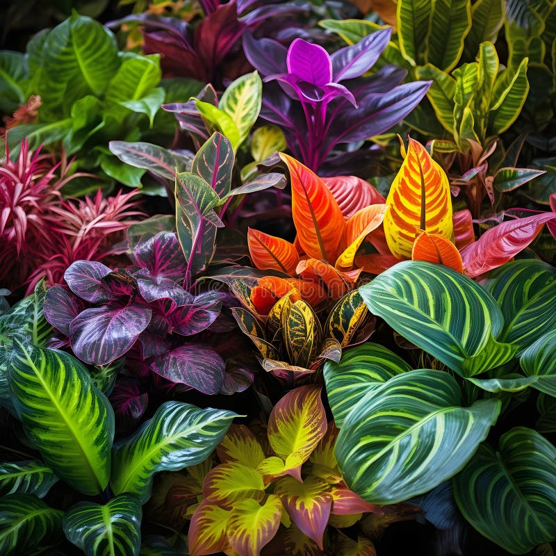 A View of Various Different Colored Plant Leaves Stock Illustration ...