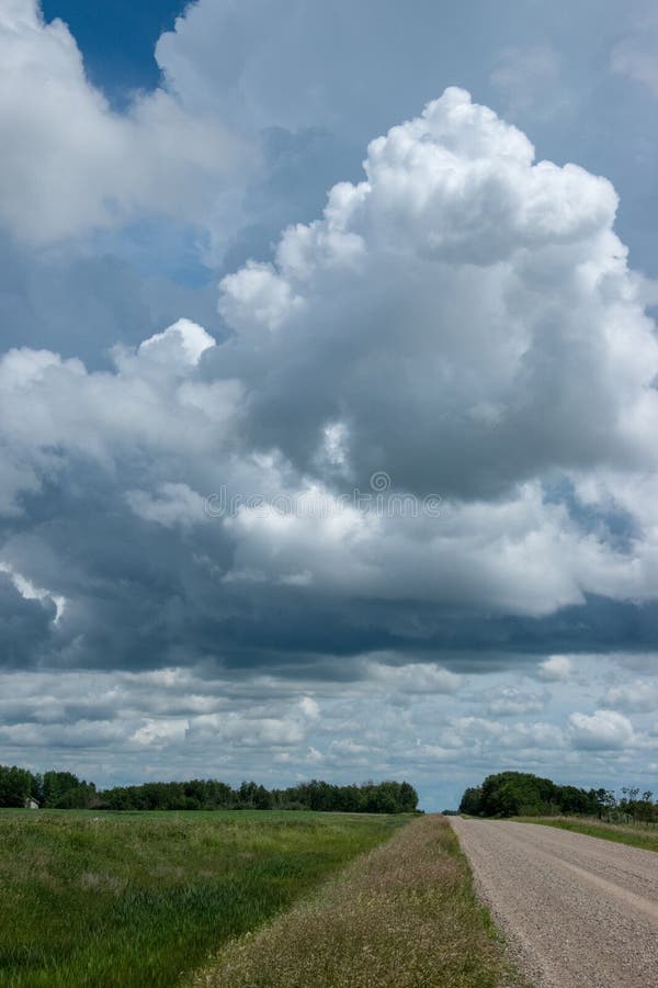 Range Road and Farm Land in Saskatchewan, Canada. Stock Image - Image ...